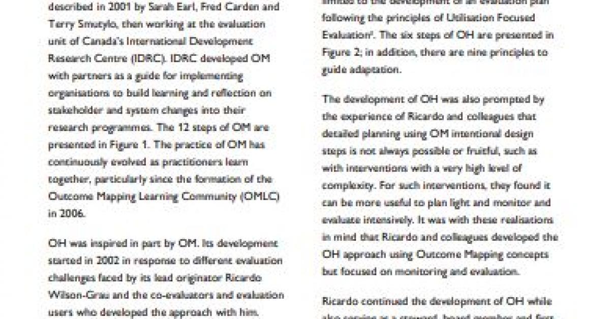 Outcome Mapping and Outcome Harvesting: common concepts, differences and uses | EvalForEarth